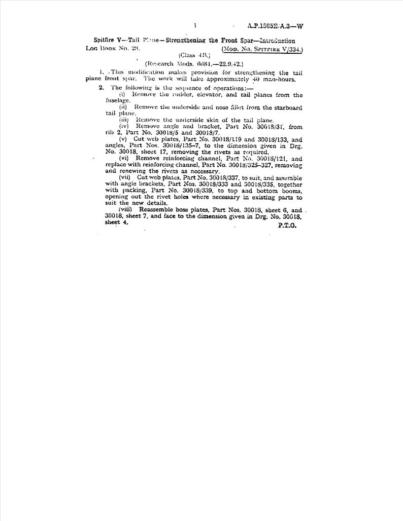 Spitfire V Tail Plane Strengthening the Front Spar Introduction ...