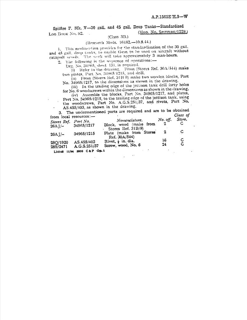 Spitfire F Mk. V 30 Gallon and 45 Gallon Drop Tanks Standardized ...