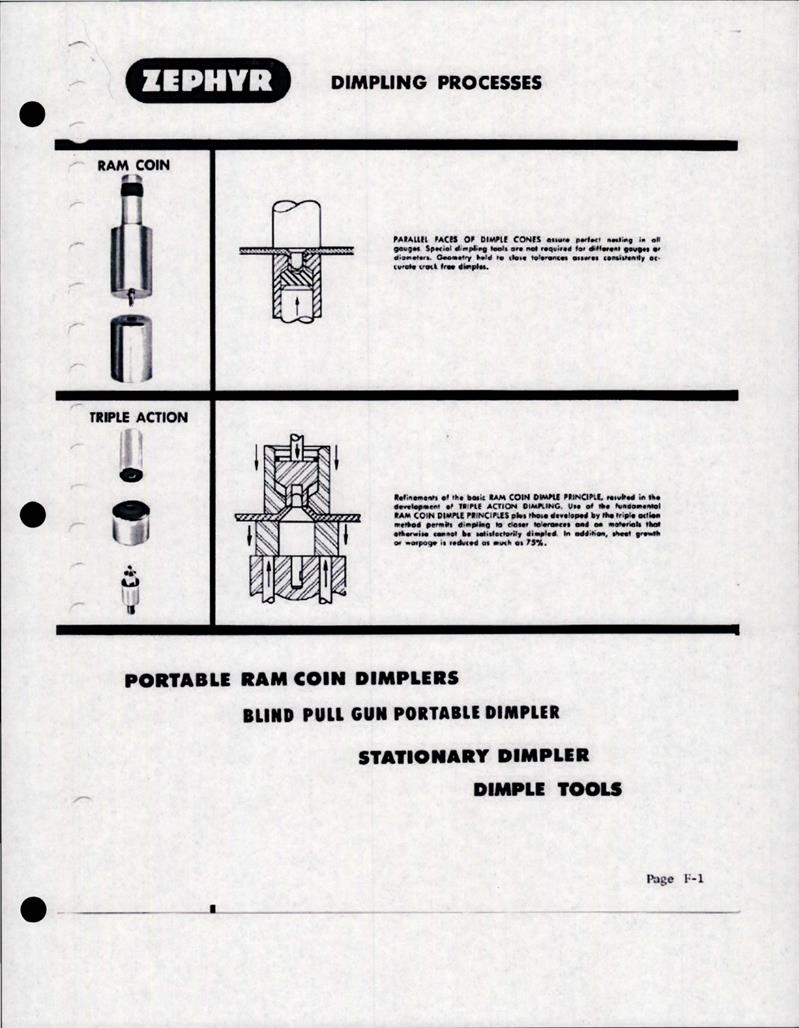Zephyr Dimpling Machine, Parts, and Tools Catalog - AirCorps Library