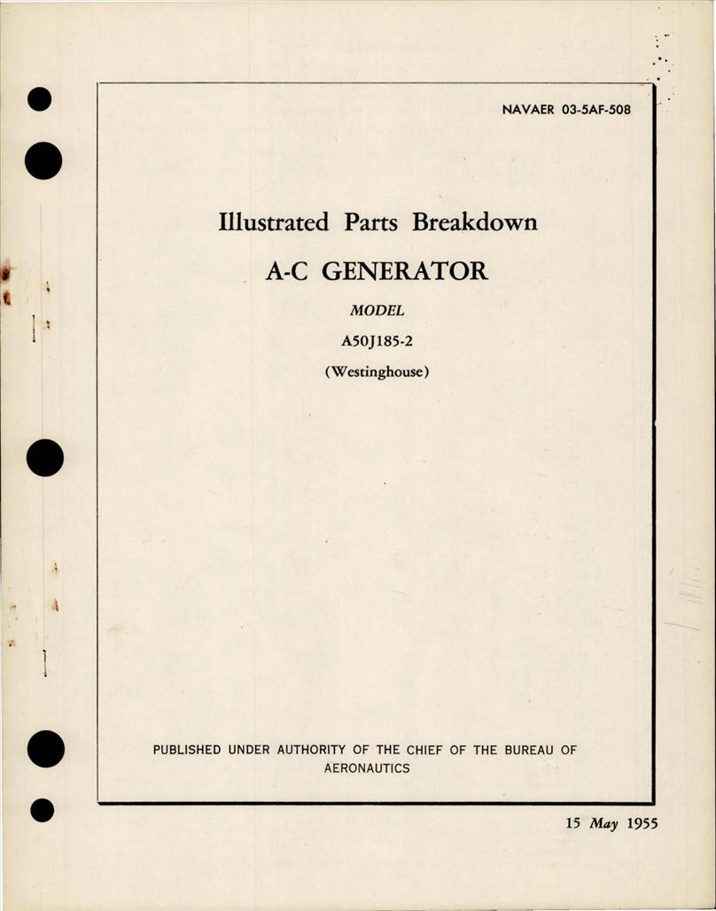 Illustrated Parts Breakdown for AC Generator - Model A50J185-2 ...