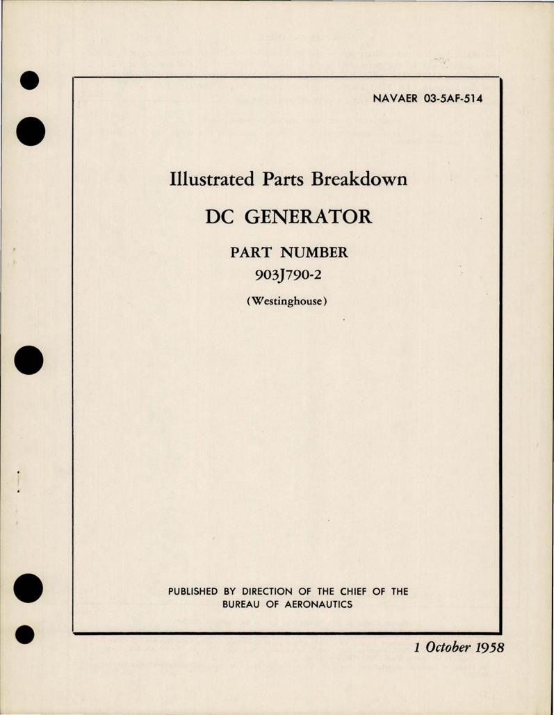 Illustrated Parts Breakdown for DC Generator - Part 903J790-2 ...