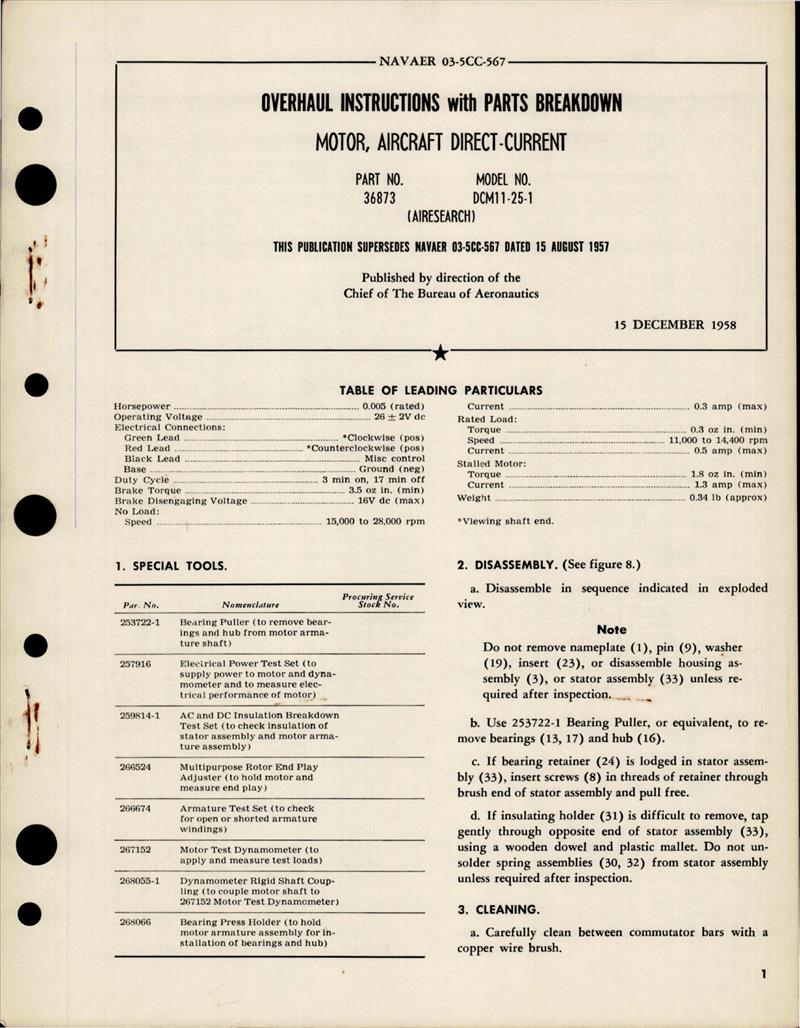 Overhaul Instructions with Parts Breakdown for Aircraft Direct Current ...