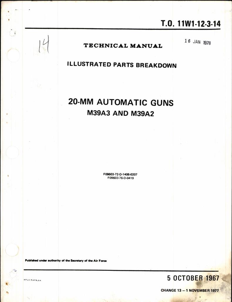 Illustrated Parts Breakdown for 20-MM Automatic Guns M39A3 and M39A2 ...