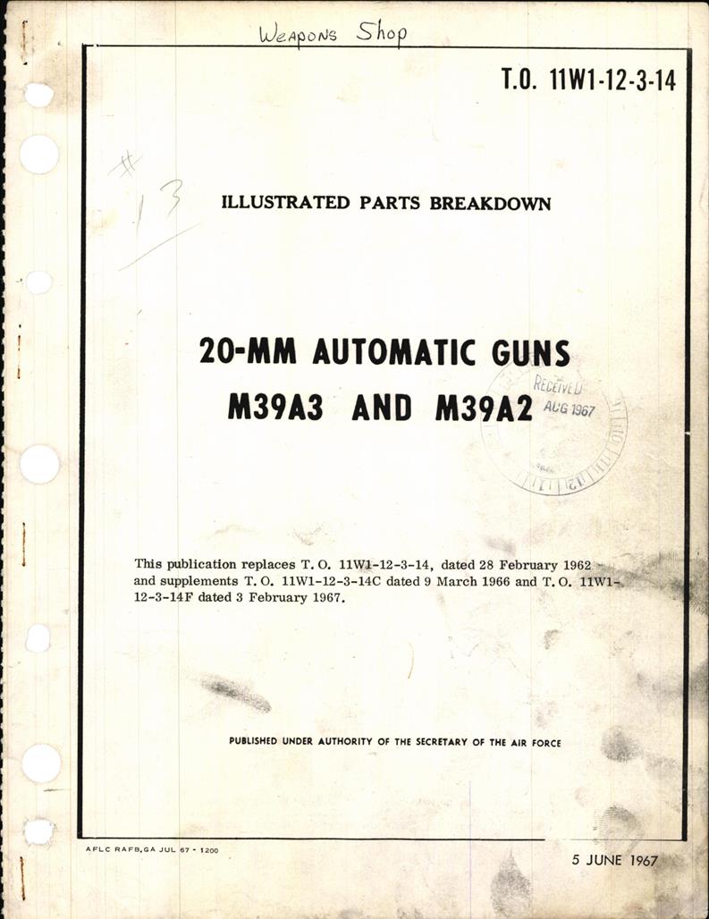 Illustrated Parts Breakdown for 20-MM Automatic Guns M39A3 and M39A2 ...