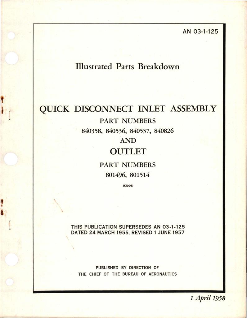 Illustrated Parts Breakdown for Quick Disconnect Inlet Assembly and ...