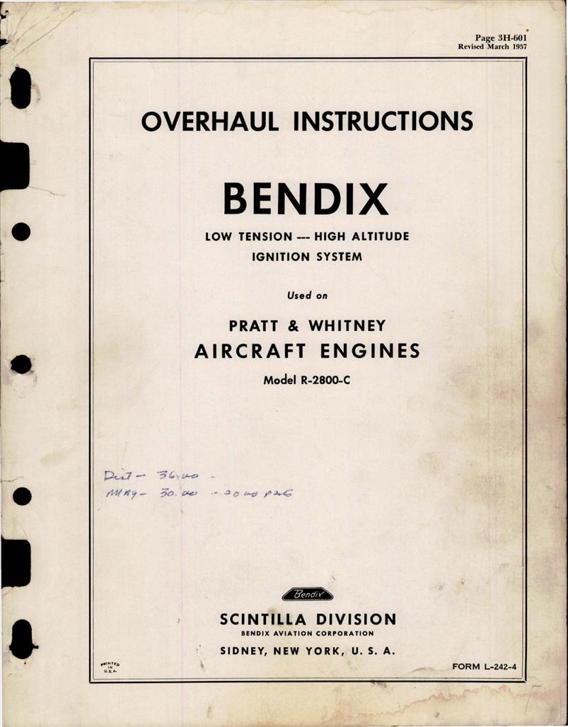 Overhaul Instructions for Bendix Low Tension High Altitude Ignition ...