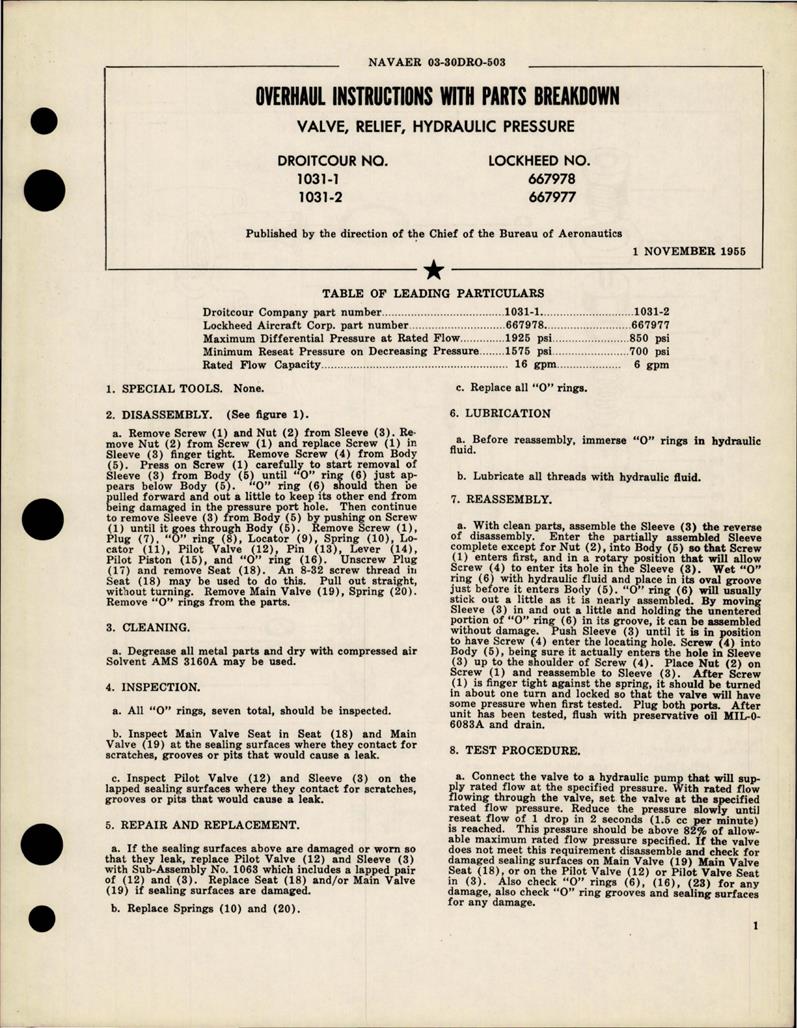 Overhaul Instructions with Parts Breakdown for Hydraulic Pressure - AirCorps Library