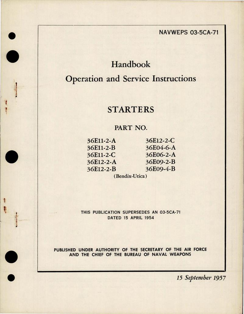 Operation and Service Instructions for Starters - AirCorps Library