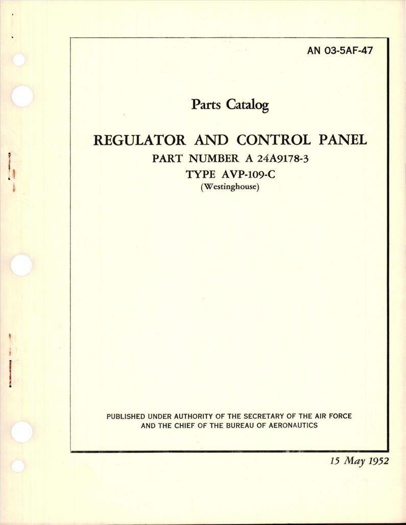 Parts Catalog for Regulator and Control Panel - Part A24A9178-3 - Type ...