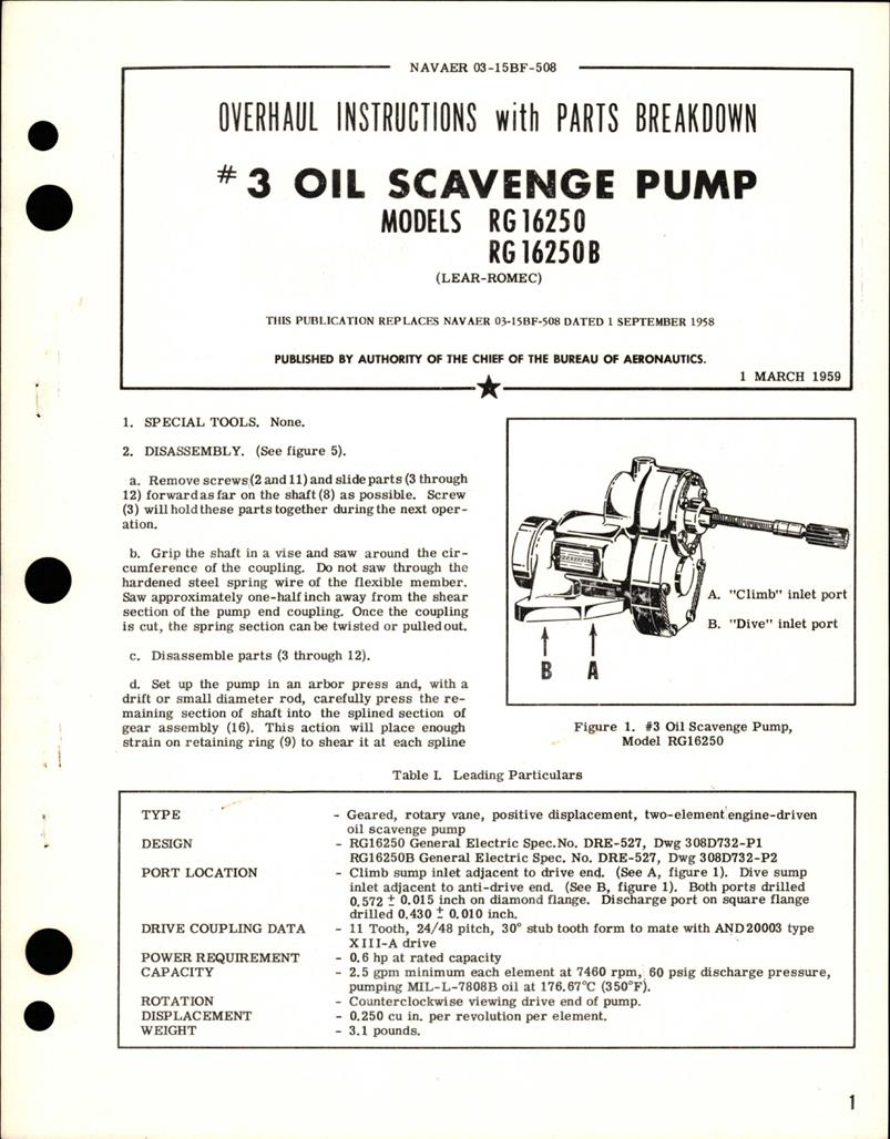 Overhaul Instructions with Parts Breakdown for Oil Scavenge Pump - No ...