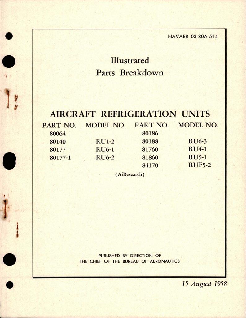 Illustrated Parts Breakdown for Aircraft Refrigeration Units ...