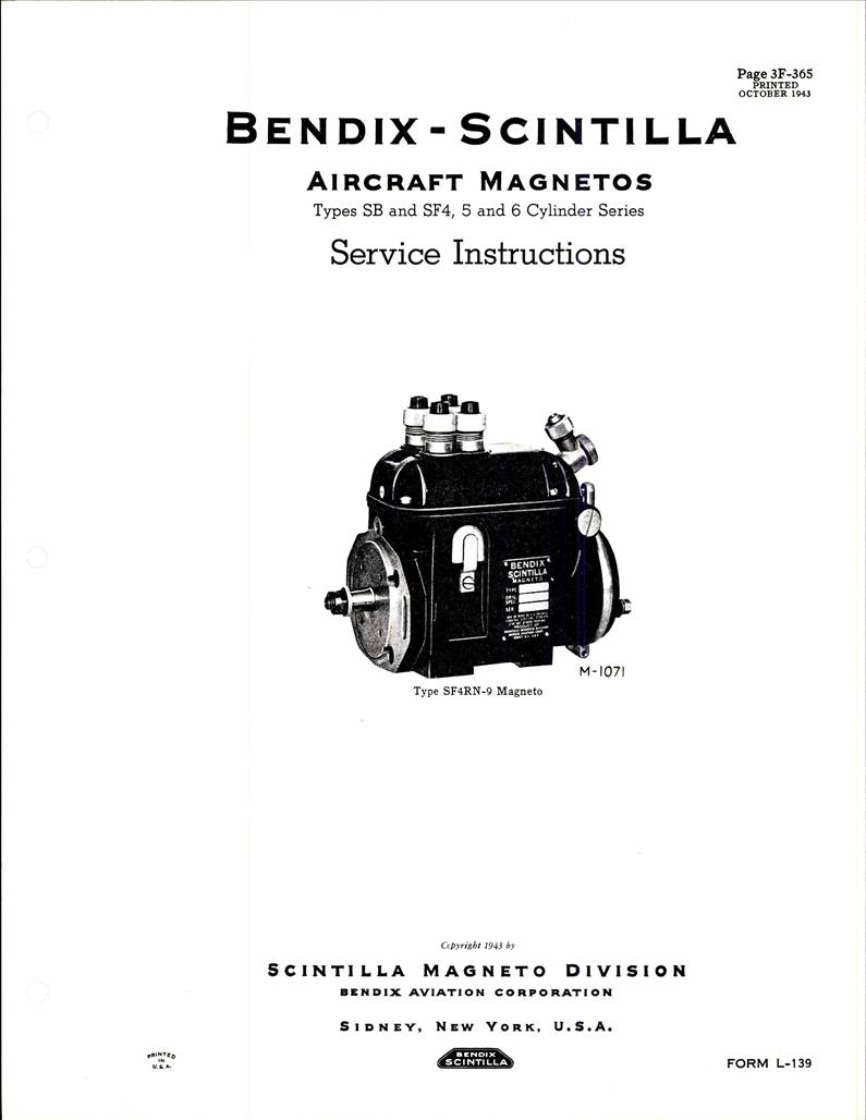 Service Instructions for Bendix-Scintilla Aircraft Magnetos Types SB ...