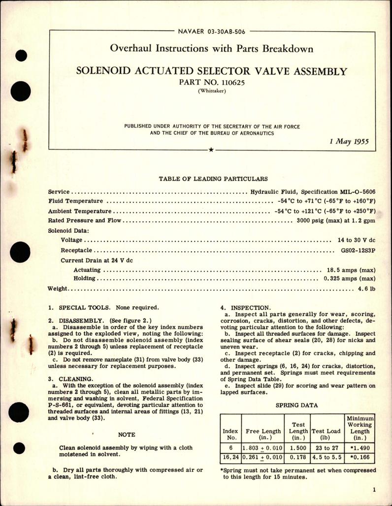 Overhaul Instructions with Parts Breakdown for Solenoid Actuated ...