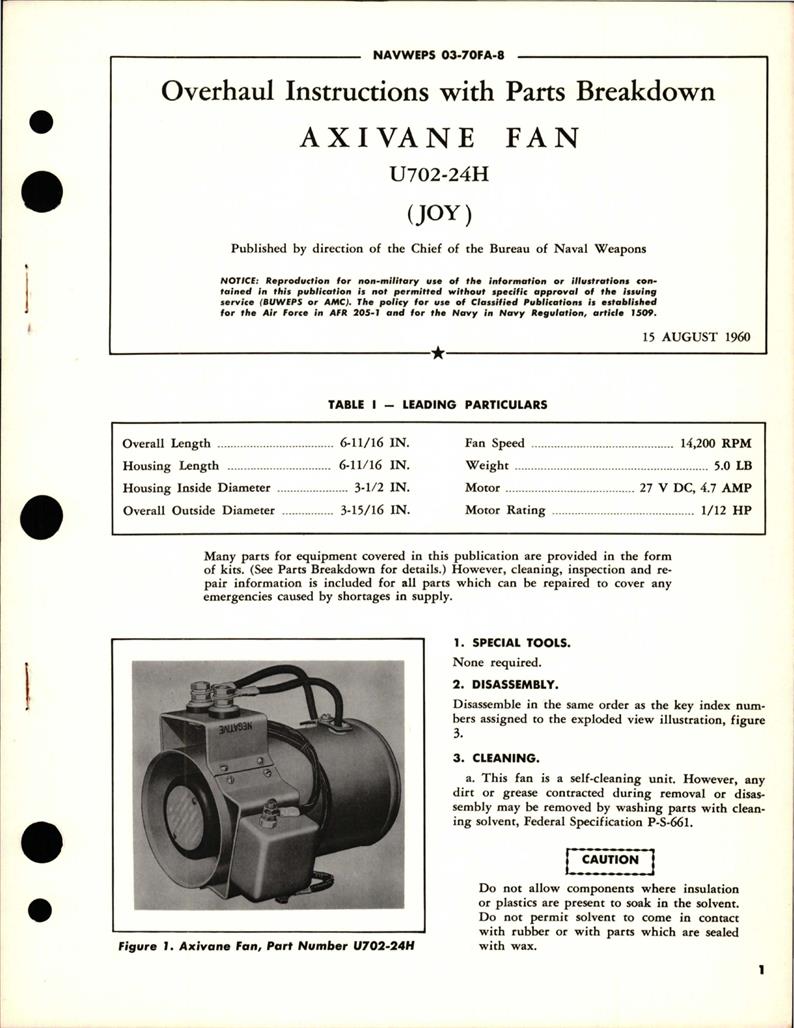 Overhaul Instructions with Parts Breakdown for Axivane Fan - U702-24H ...