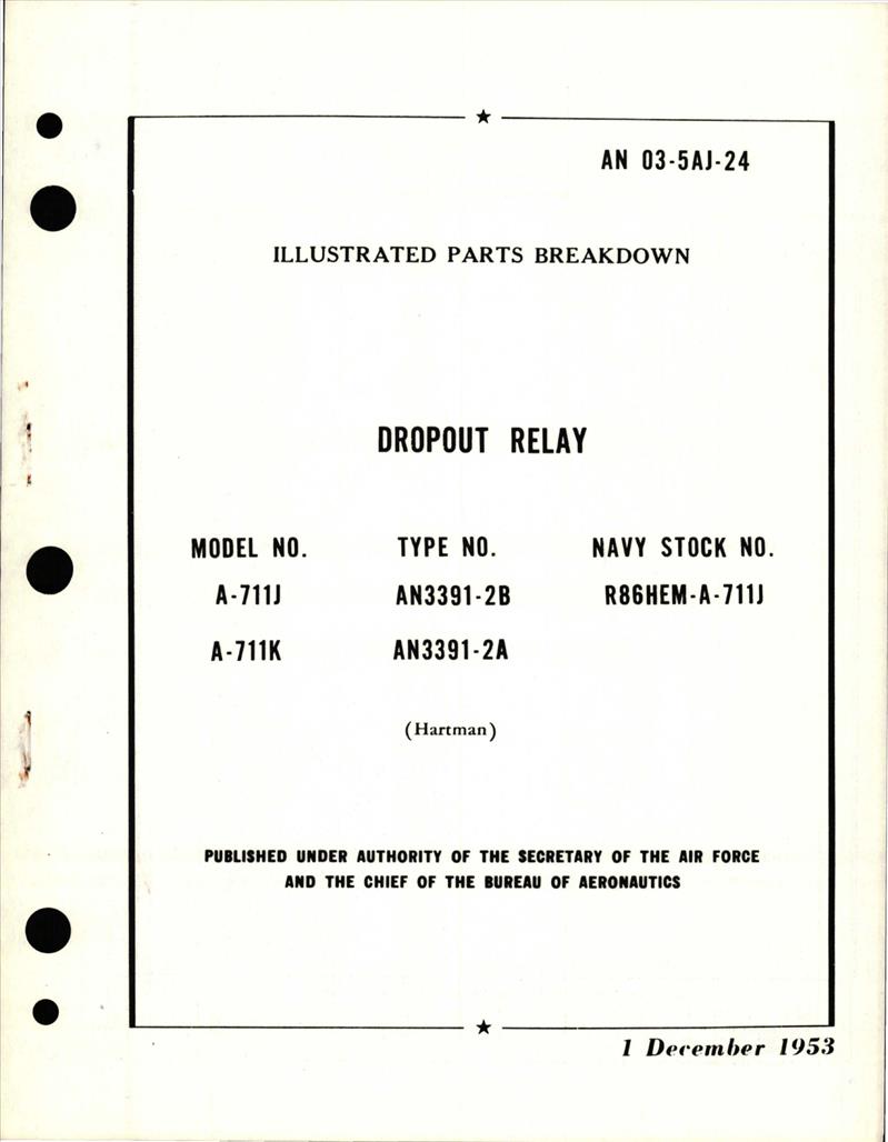 Illustrated Parts Breakdown for Dropout Relay - Model A-711J and A-711K ...