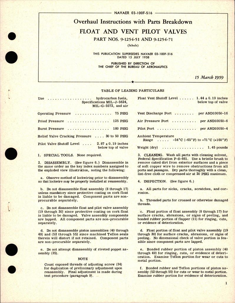 Overhaul Instructions with Parts Breakdown for Float and Vent Pilot ...