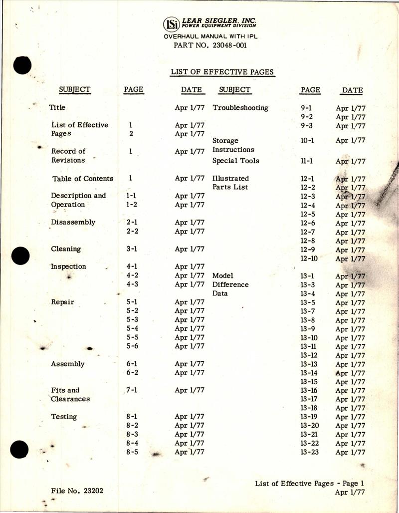 Overhaul Manual with Parts List for DC Starter Generator - AirCorps Library