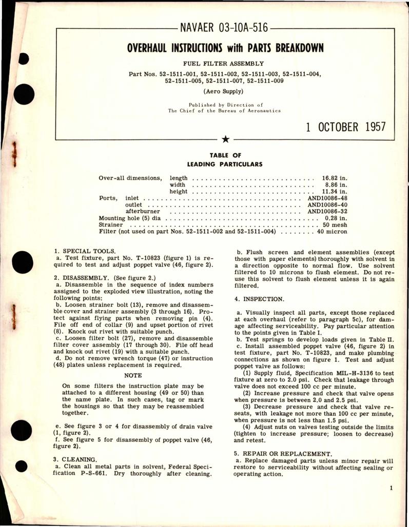 Overhaul Instructions with Parts Breakdown for Fuel Filter Assembly - AirCorps Library
