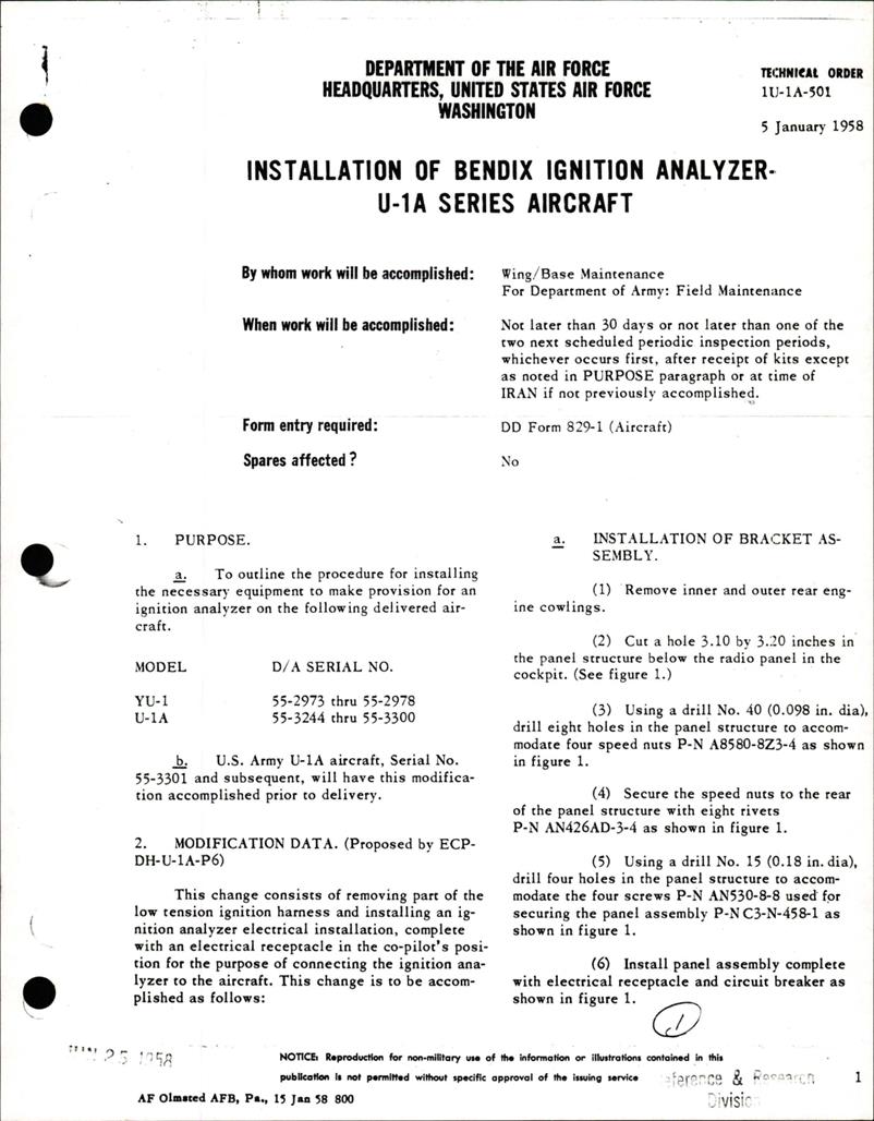 Installation of Bendix Ignition Analyzer - U-1A Series - AirCorps Library Installation of Bendix Ignition Analyzer - U-1A Series - AirCorps Library