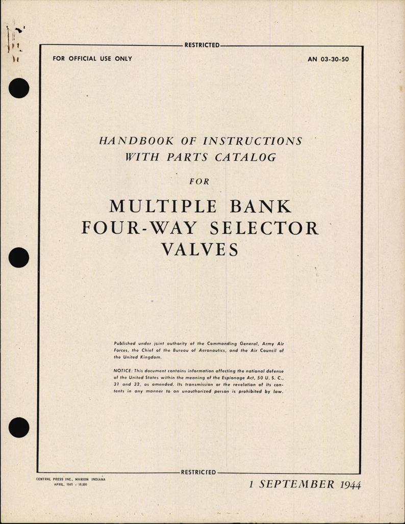 Handbook of Instructions With Parts Catalog for Multiples Bank Four-Way ...