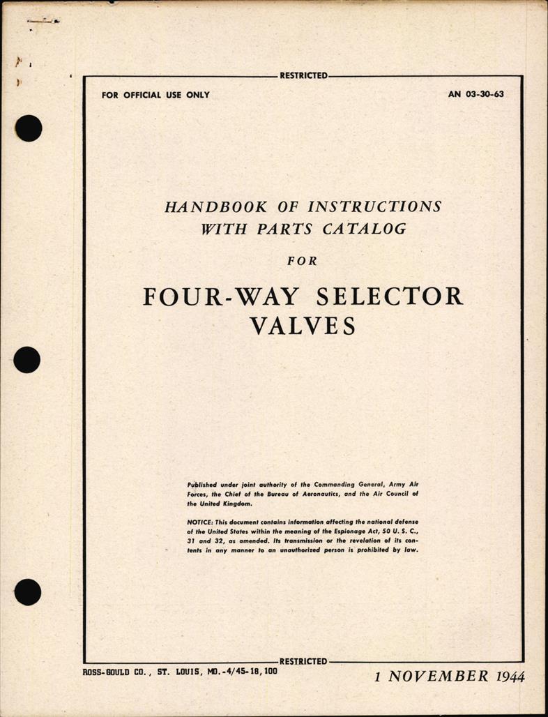 Handbook of Instructions With Parts Catalog for Four-Way Selector ...