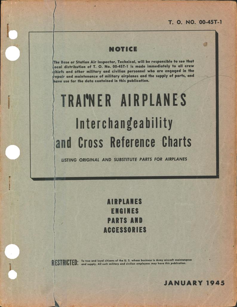 Trainer Airplanes Interchangeability and Cross Reference Charts for ...