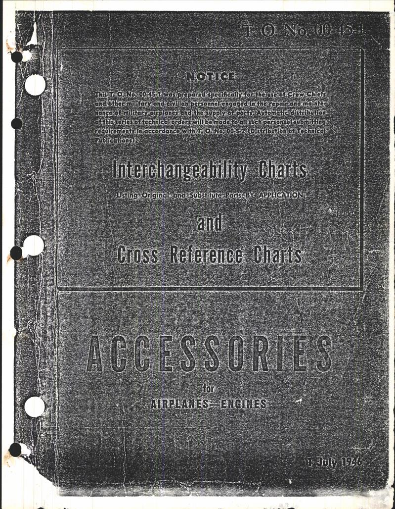 Airplane Engine Accessories; Interchangeability Charts and Cross ...