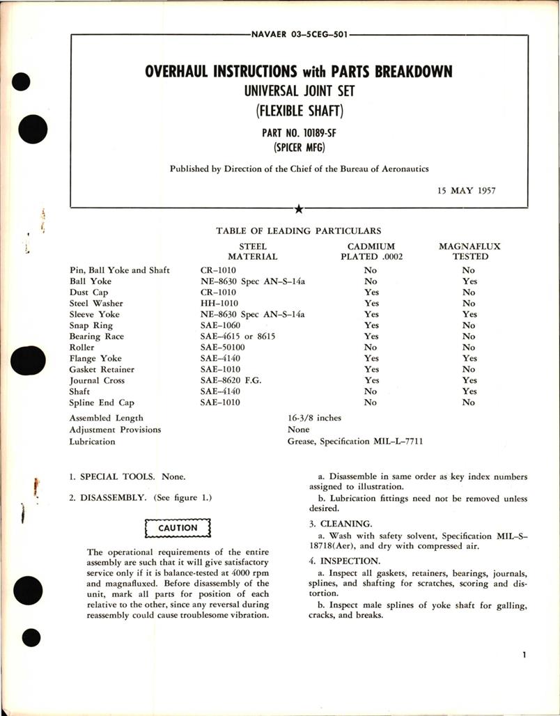 Overhaul Instructions with Parts Breakdown for Universal Joint Set ...
