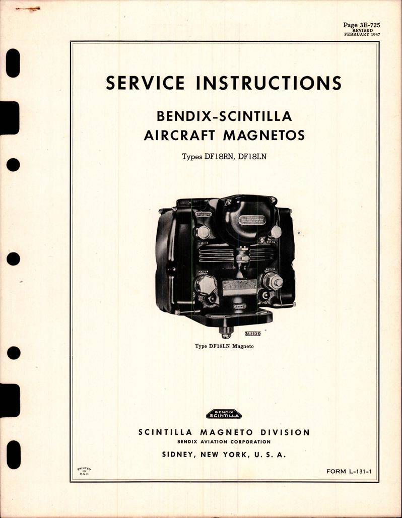 Service Instructions for Bendix-Scintilla Aircraft Magnetos Types ...
