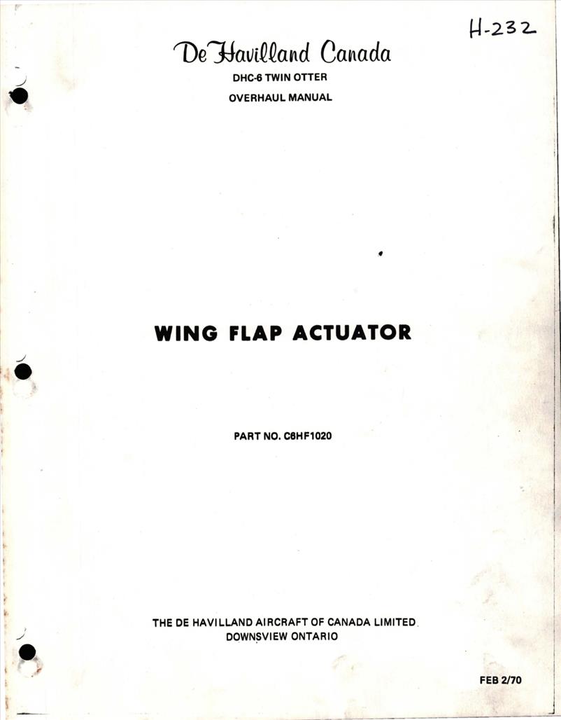 Overhaul Manual for Wing Flap Actuator - Part C6HF1020 - AirCorps Library