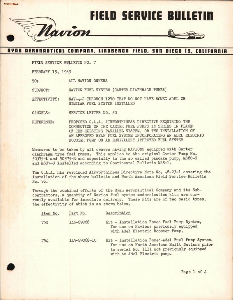 Navion Fuel System ( Carter Diaphragm Pumps) - AirCorps Library
