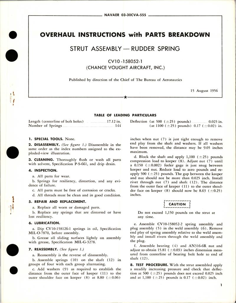 Overhaul Instructions with Parts Breakdown for Rudder Spring Strut ...