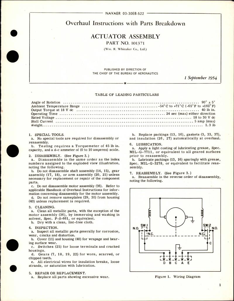Overhaul Instructions with Parts Breakdown for Actuator Assembly - Part ...