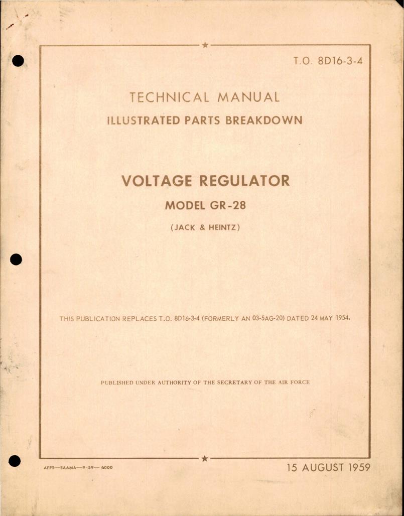 Illustrated Parts Breakdown for Voltage Regulator - Model GR-28 ...