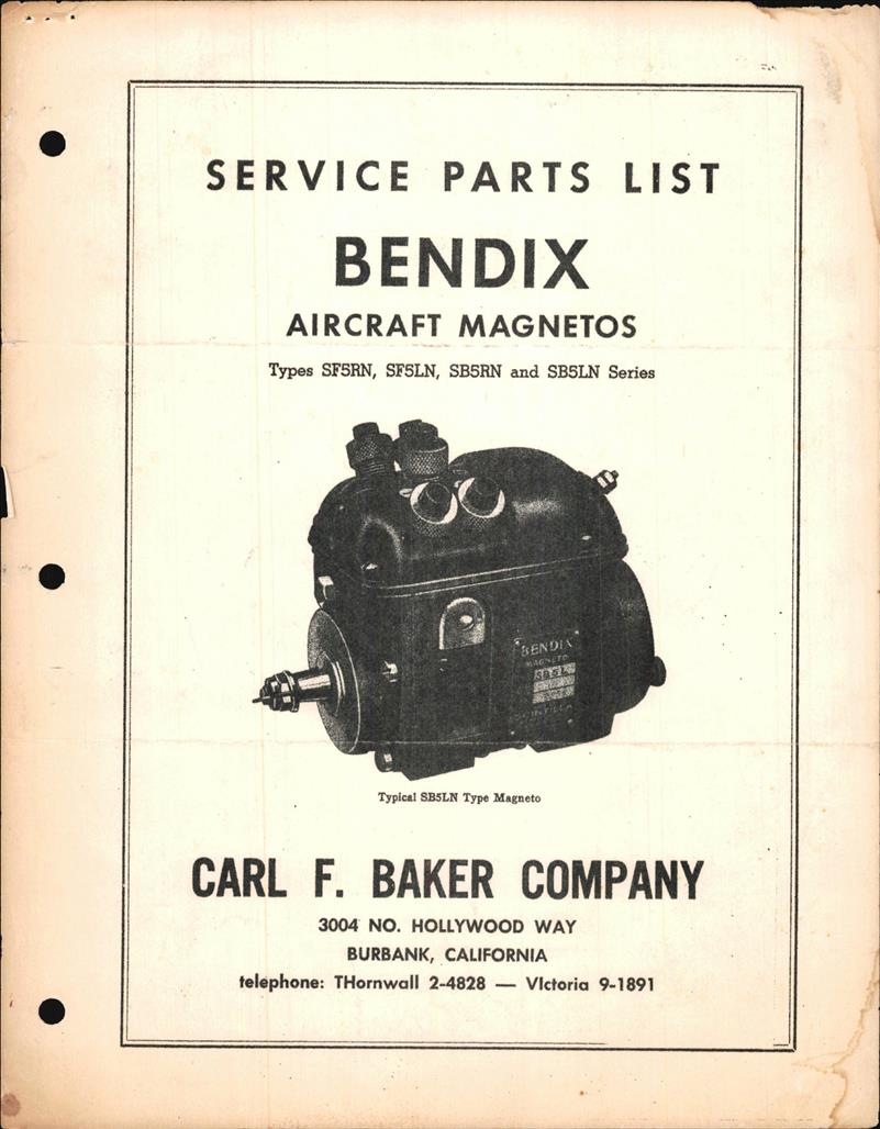 Service Parts List for Bendix Magnetos SF5RN, SF5LN, SB5RN, and SB5LN ...
