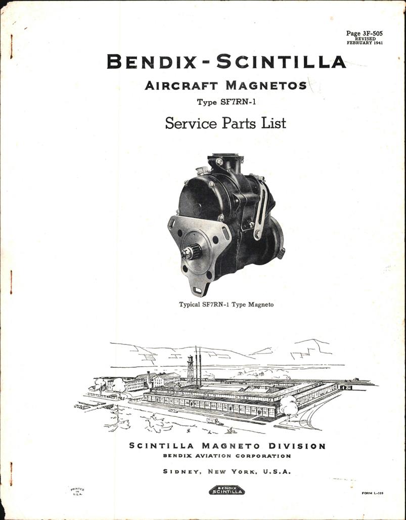 Service Parts List for Bendix Magnetos Type SF7RN-1 - AirCorps Library