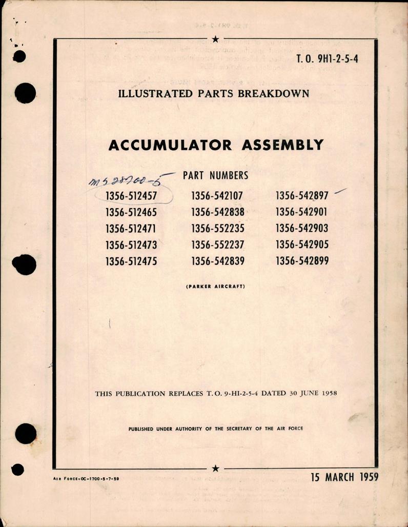 Illustrated Parts Breakdown for Accumulator Assembly - AirCorps Library