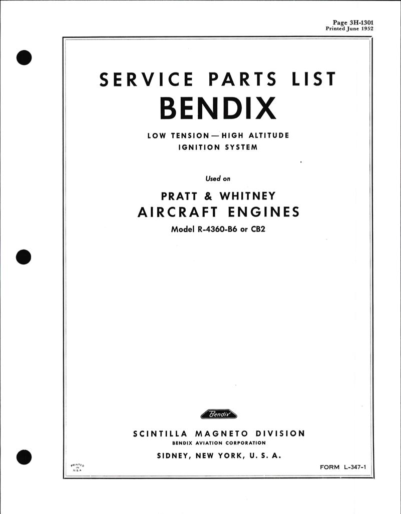 Service Parts List for Bendix Low Tension - High Altitude Ignition for ...