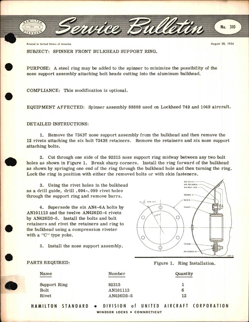 Spinner Front Bulkhead Support Ring - AirCorps Library