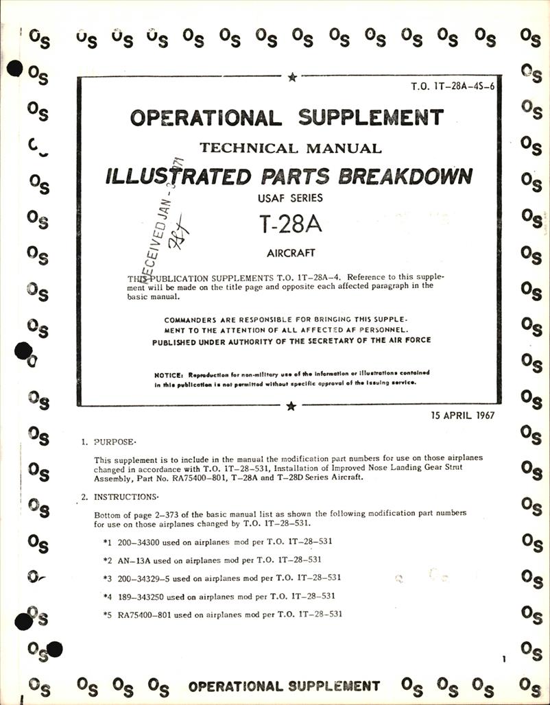 Illustrated Parts Breakdown for T-28A - Operational Supplement ...