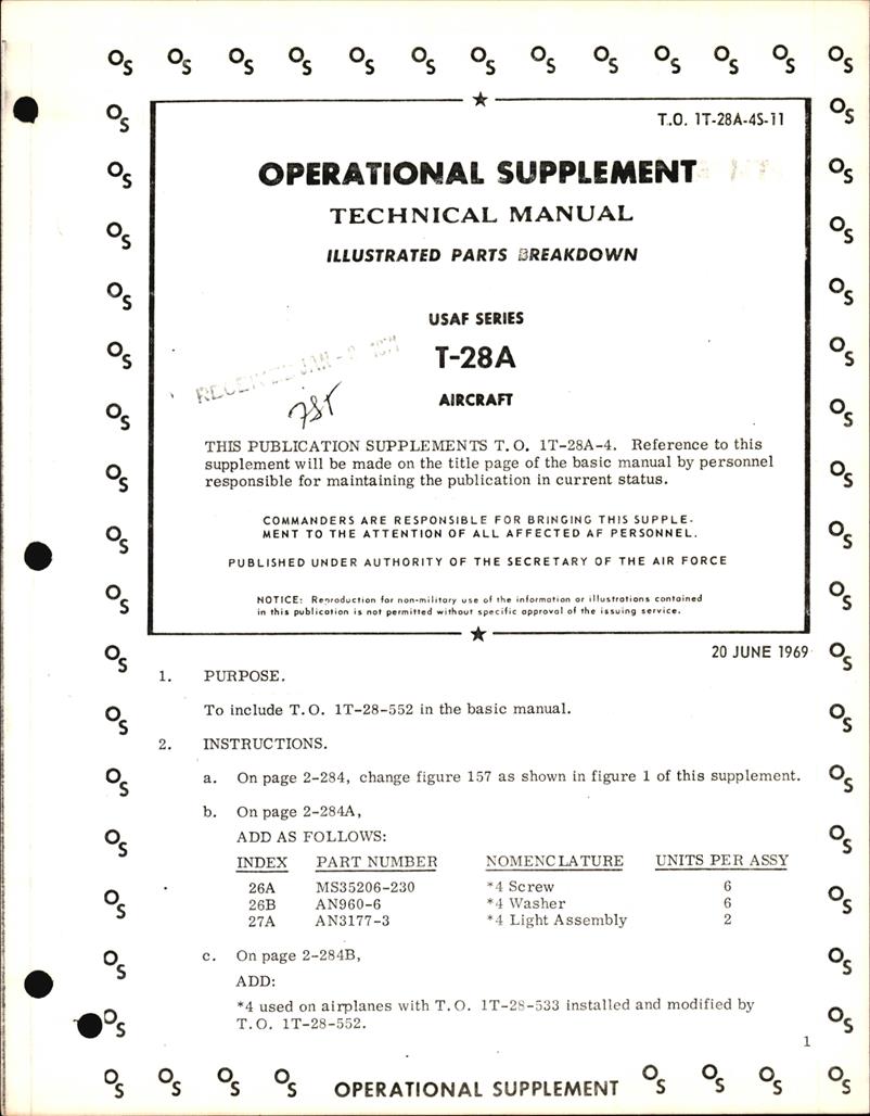 Illustrated Parts Breakdown for T-28A - Operational Supplement ...