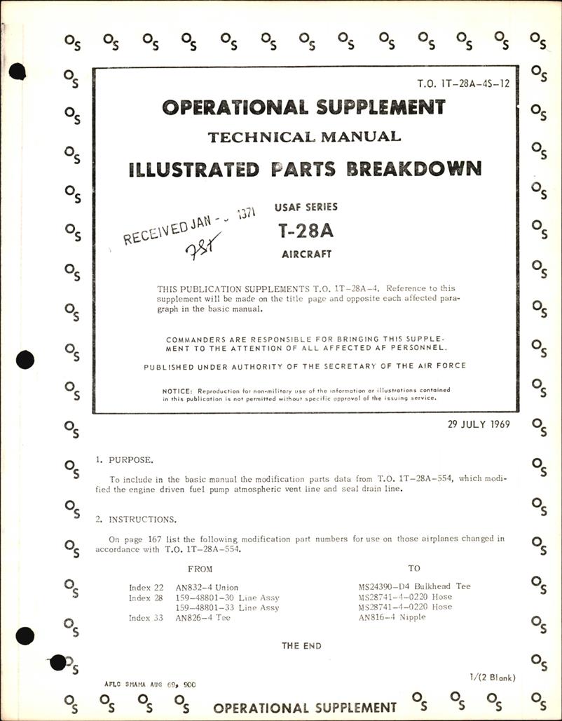 Illustrated Parts Breakdown for T-28A - Operational Supplement ...