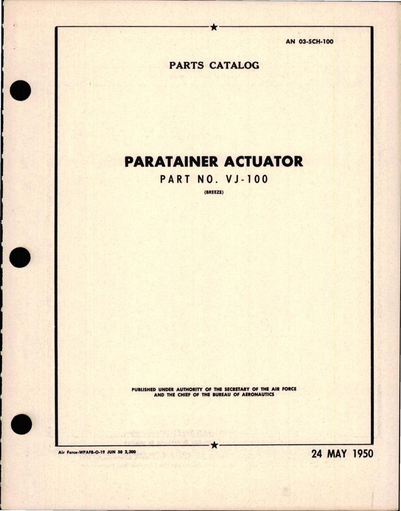 Parts Catalog for Paratainer Actuator - Part VJ-100 - AirCorps Library