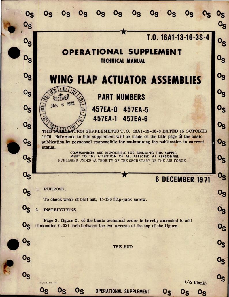 Supplement to Overhaul Manual for Wing Flap Actuator Assemblies ...