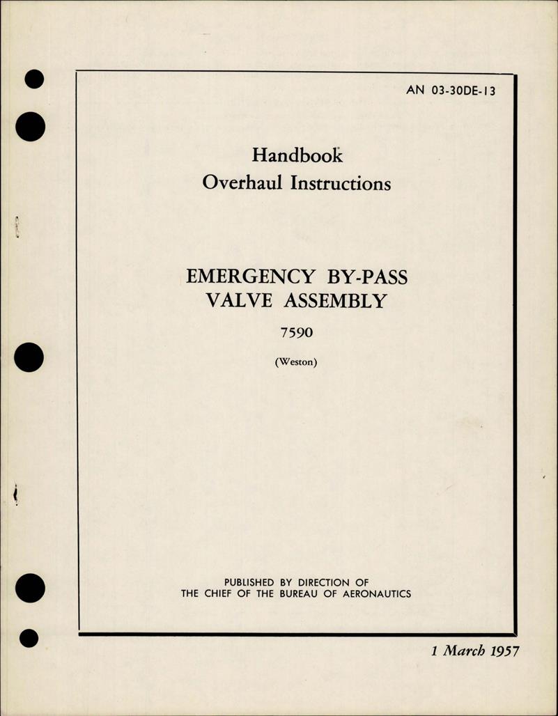 Overhaul Instructions for Emergency By-Pass Valve Assembly - 7590 ...
