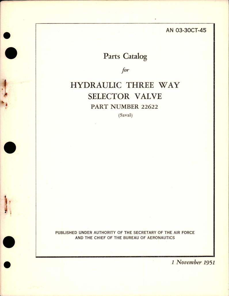 Parts Catalog for Hydraulic Three Way Selector Valve - Part 22622 ...