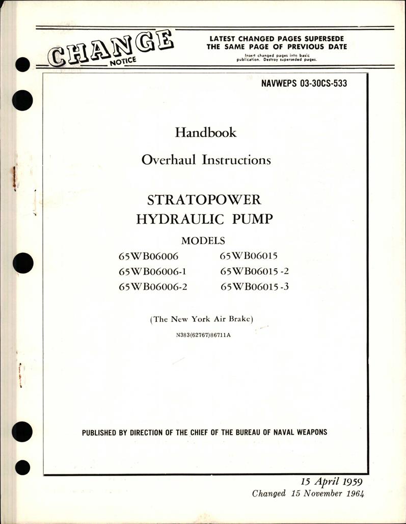 Overhaul Instructions for Stratopower Hydraulic Pumps - AirCorps Library