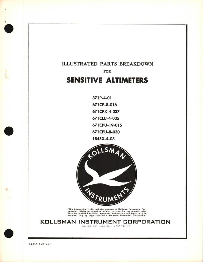 Illustrated Parts Breakdown for Kollsman Sensitive Altimeters ...