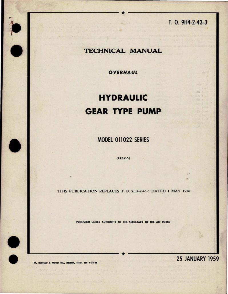 Overhaul Instructions for Hydraulic Gear Type Pump - Model 011022 ...