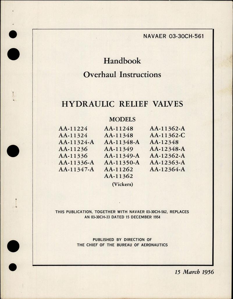 Overhaul Instructions for Hydraulic Relief Valves - AirCorps Library